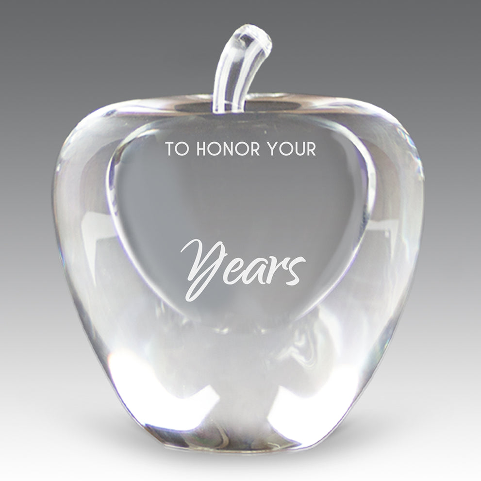 Apple - Etched Optic Crystal Apple (Flat Front)